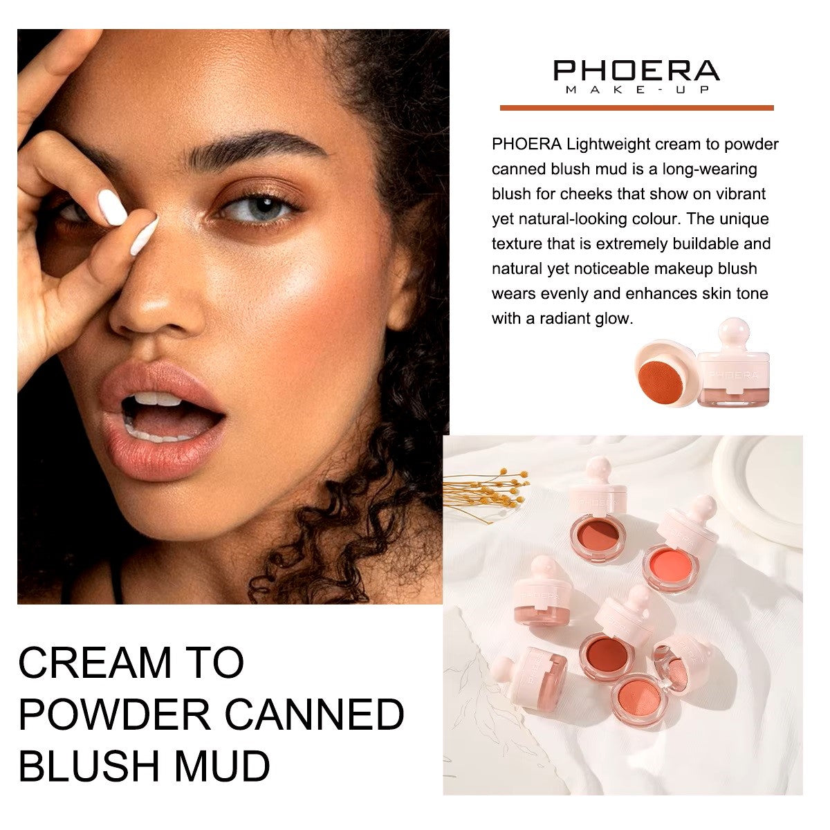 Phoera Cream To Powder Canned Blush Mud – Makeover Centre Shopping